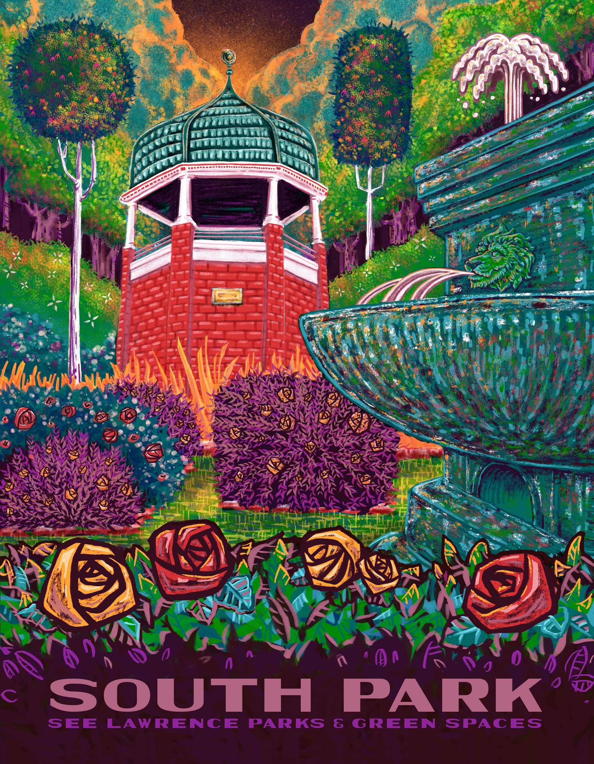 Local artists create postcards and posters of Lawrence parks and green ...